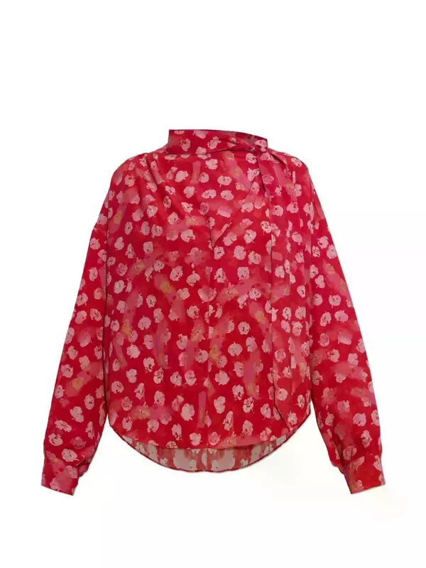 Isabel Marant Étoile Floral-print Tie-neck Top - Red
