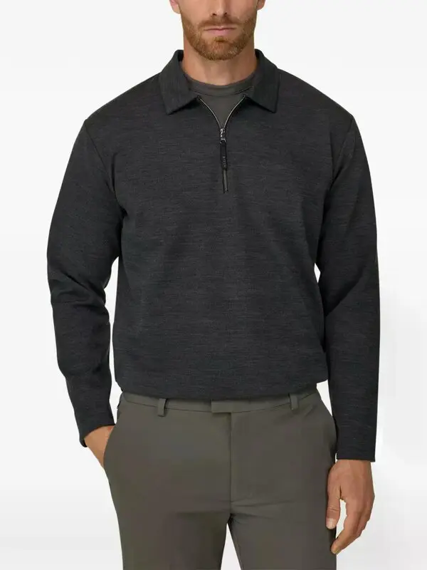 Boggi Milano Quarter-zip Sweatshirt In Wooltech Wool Blend Diagonal