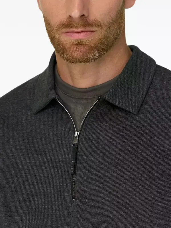 Boggi Milano Quarter-zip Sweatshirt In Wooltech Wool Blend Diagonal