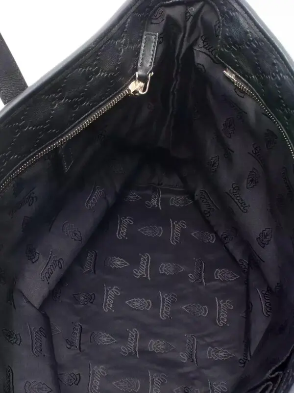 Gucci Leather Debossed Gg Logo Tote Bag