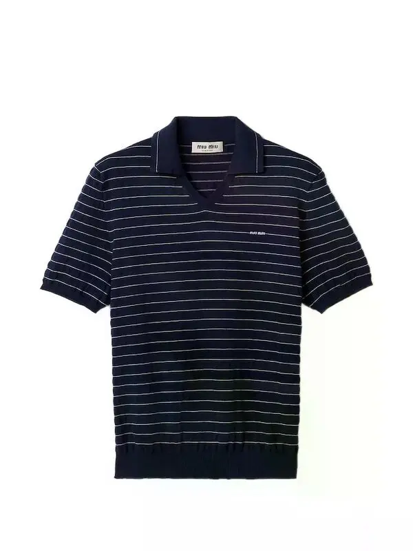 Miu Miu Striped V-neck T-shirt - Blue