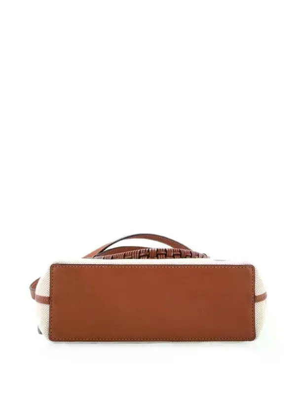 Loewe Anagram Square Basket Tote Canvas Mini Shoulder Bag - Neutrals