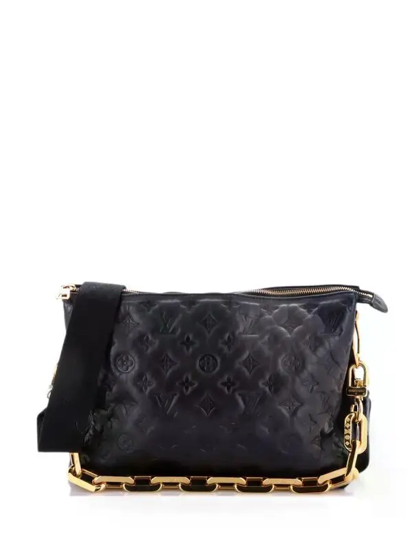 LOUIS VUITTON Coussin Bag Monogram Embossed Lambskin Mm Crossbody Bag - Black