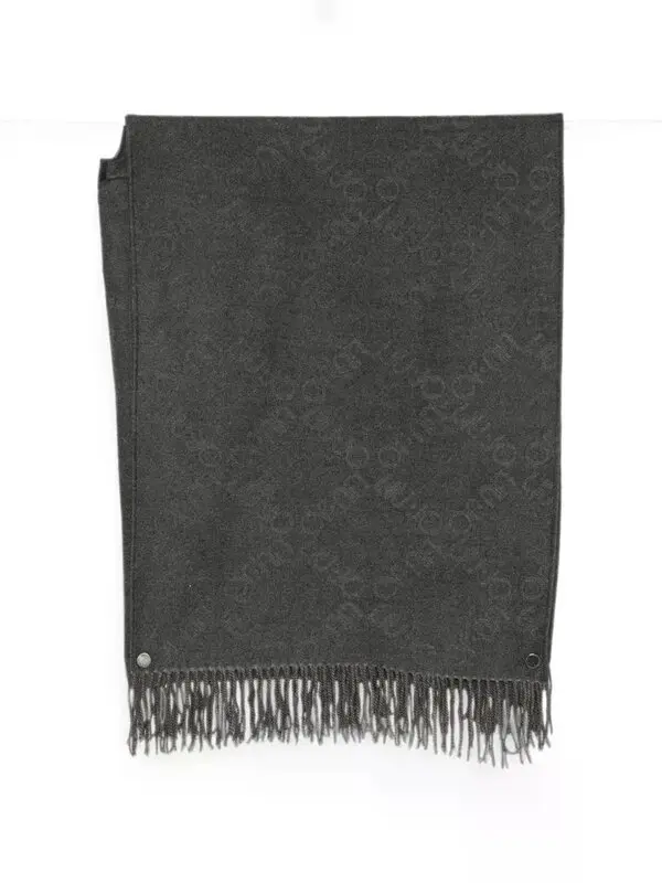 Liu Jo Logo-jacquard Fringed Scarf - Grey