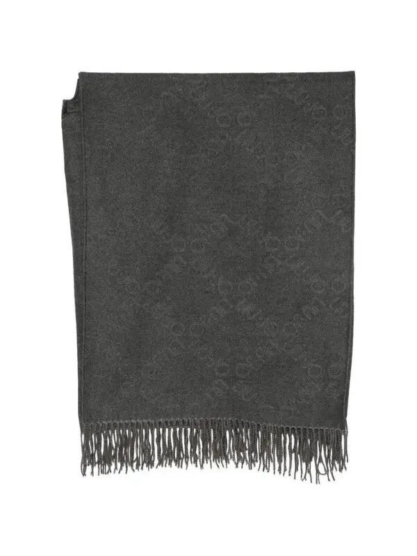 Liu Jo Logo-jacquard Fringed Scarf - Grey