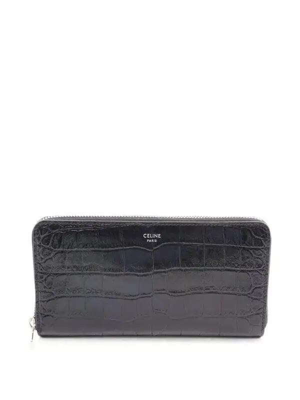 Celine 2010s Croc-embossed Long Wallet