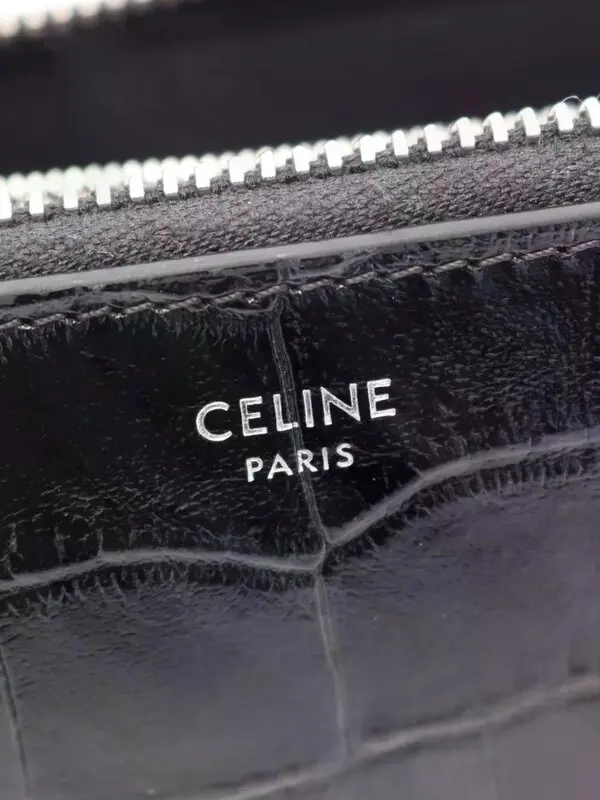 Celine 2010s Croc-embossed Long Wallet