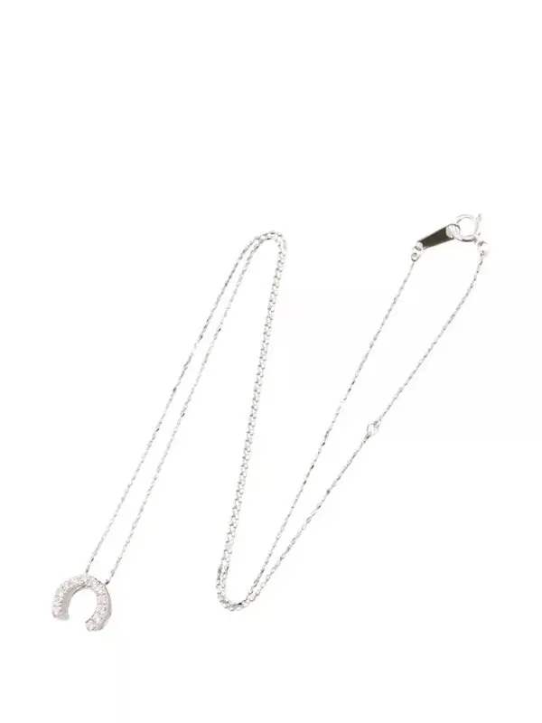 Celine 2010s Horseshoe-pendant Diamond Necklace - Silver