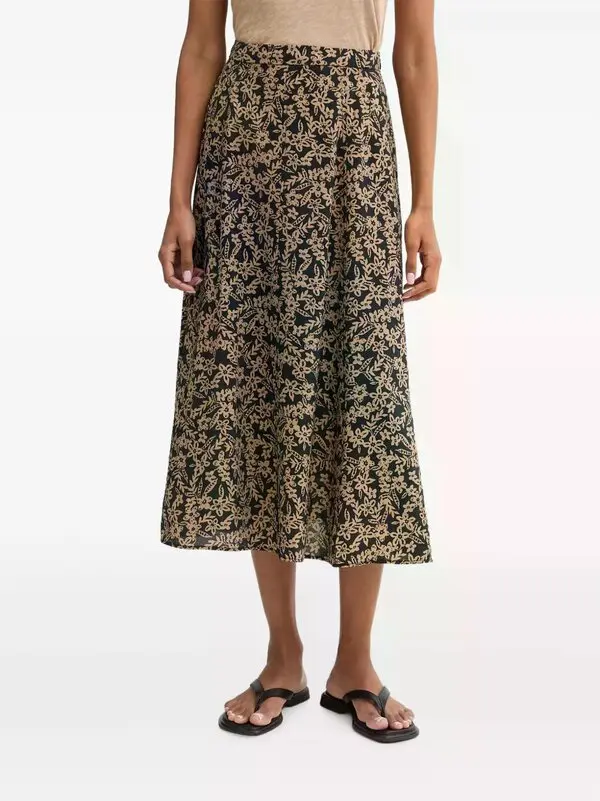 Marc O'polo Floral-print Flared Midi Skirt - Blue
