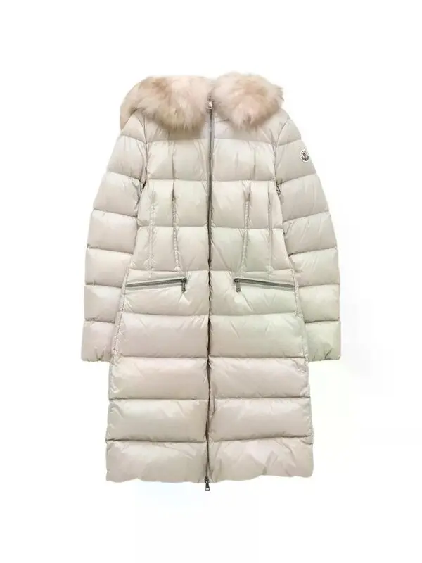 Moncler Fur-trim Quilted Coat - Neutrals