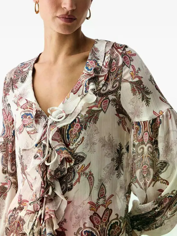 Guess Paisley-print Ruffled Blouse