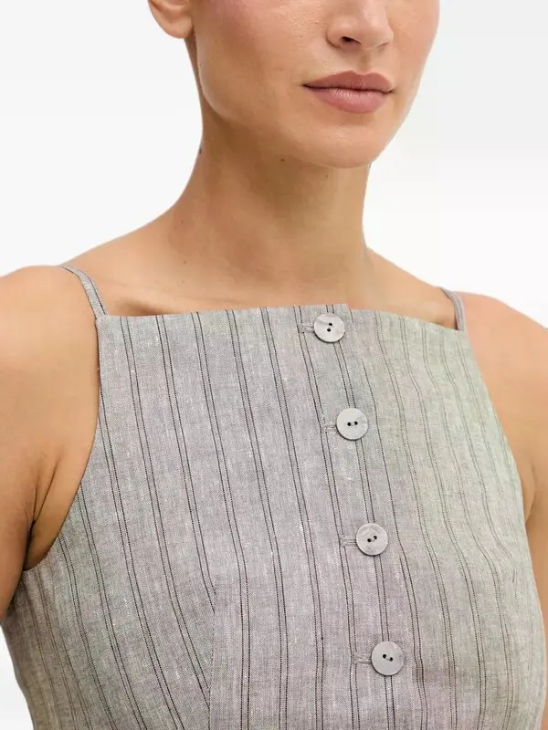 Sisley Pinstriped Button-front Sleeveless Top