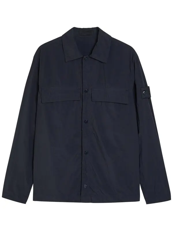 Stone Island Ghost Logo Nylon Overshirt - Navy