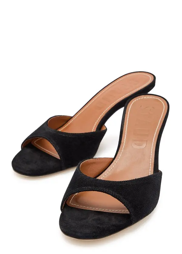Staud Brigitte 60 Brushed Suede Mules - Black