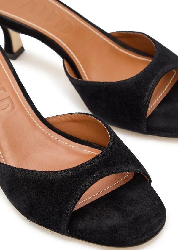 Staud Brigitte 60 Brushed Suede Mules - Black