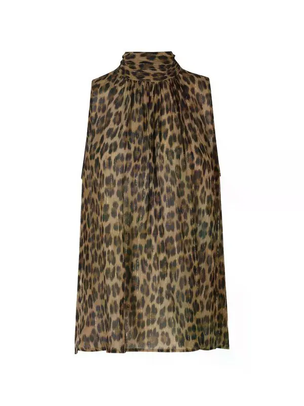 SEMICOUTURE Dulcie Leopard-print Pussy-bow Top - Neutrals