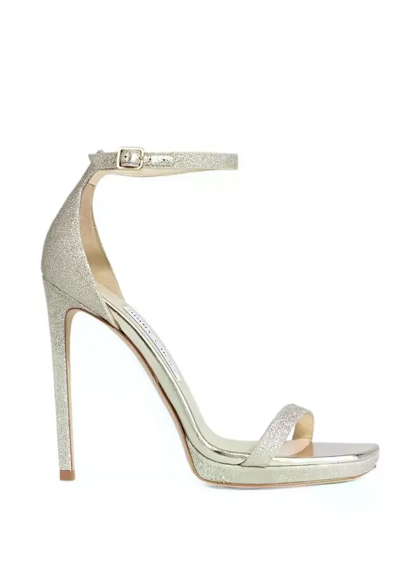 JIMMY CHOO Alva Glittered Platform Sandals - Silver