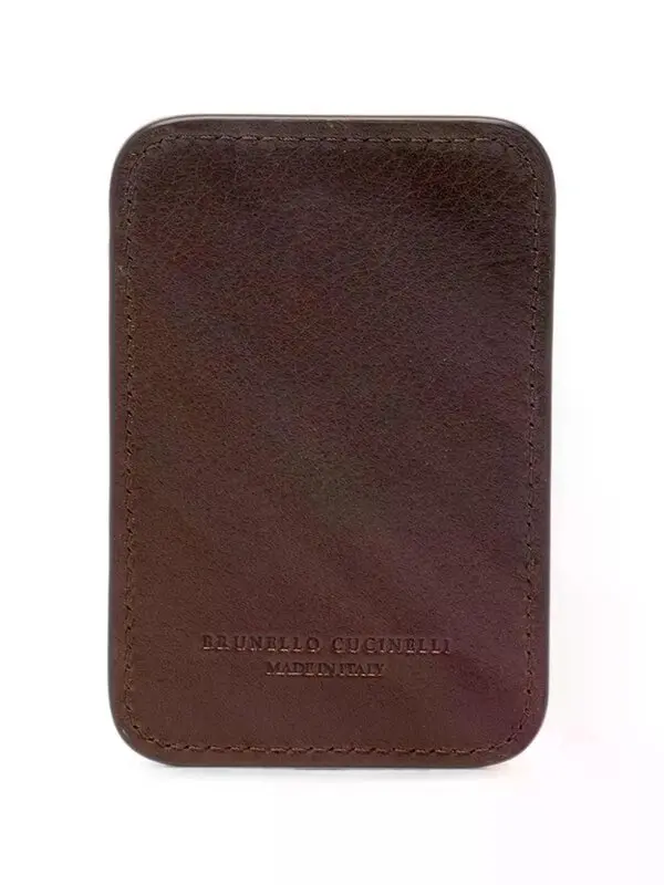 Brunello Cucinelli Grained Leather Card Holder - Brown