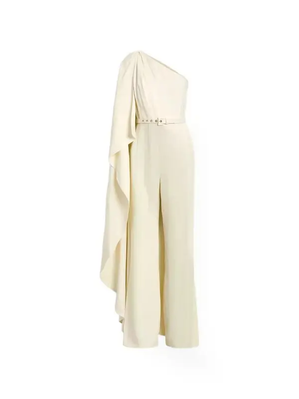 Monique Lhuillier One-shoulder Draped Jumpsuit - Neutrals