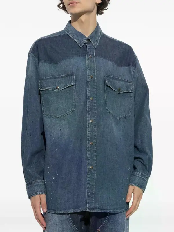 MAISON MARGIELA Paint-splatter Western-yoke Denim Shirt