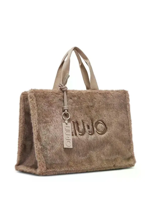 Liu Jo Large Teddy Tote Bag With Zip Closure And Printed Logo