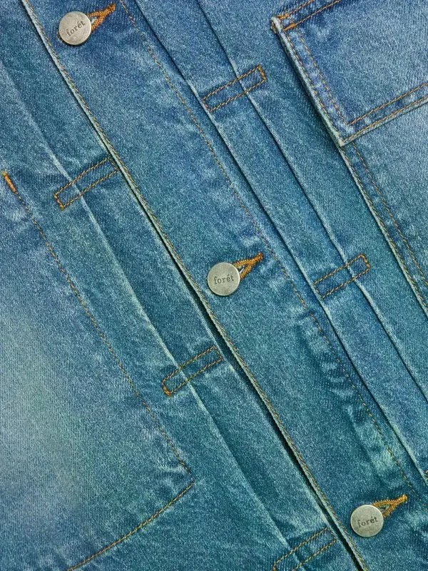 FORET Hazy Pleated Chest-pocket Denim Jacket