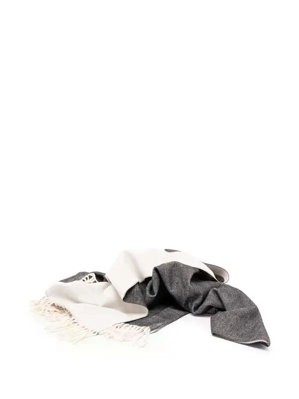 TWINSET Logo-intarsia Fringed Scarf - Black