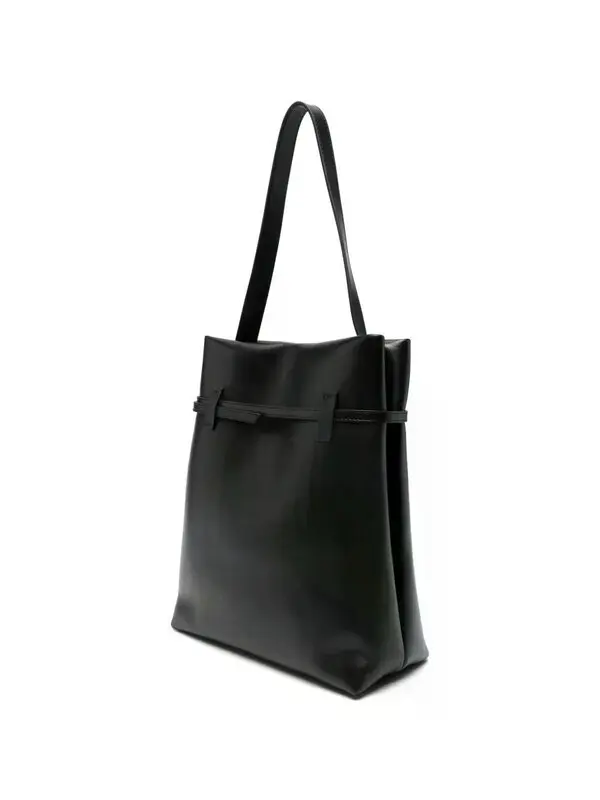 Manu Atelier Buckle Detail Leather Tote Bag - Black