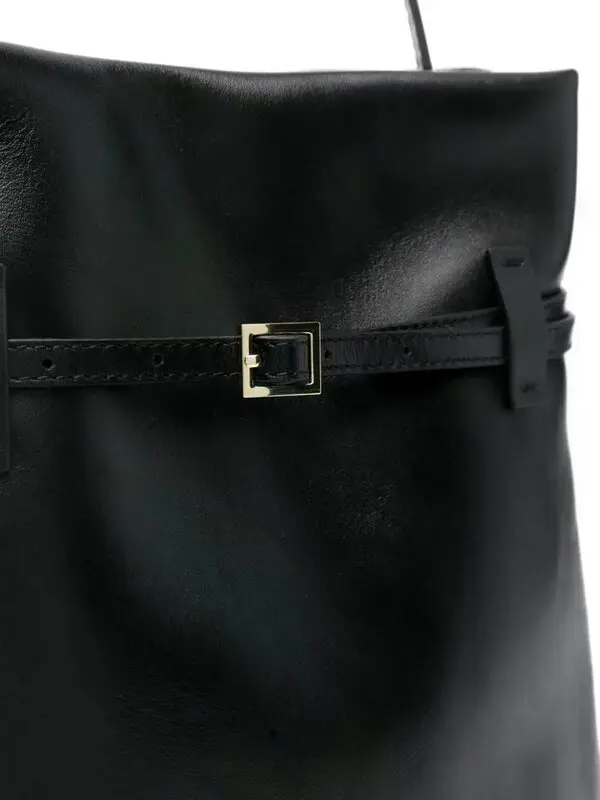 Manu Atelier Buckle Detail Leather Tote Bag - Black