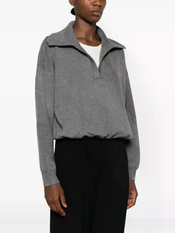 ELEH Long-sleeve Knitted Sweater With Spread Collar