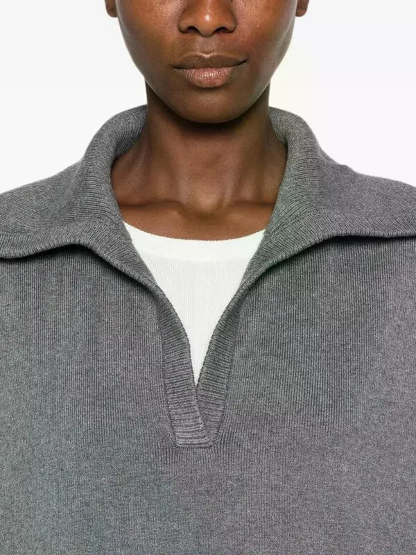 ELEH Long-sleeve Knitted Sweater With Spread Collar
