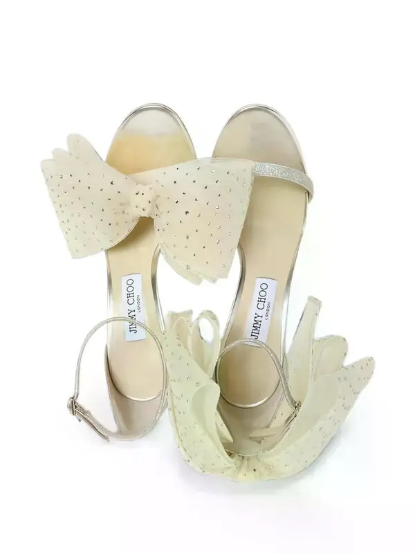 JIMMY CHOO Aveline Bow-detailed Glittered Sandals