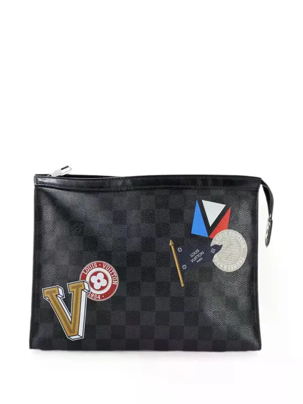 LOUIS VUITTON Pochette Voyage Limited Edition Damier Graphite League Mm Pouch - Black