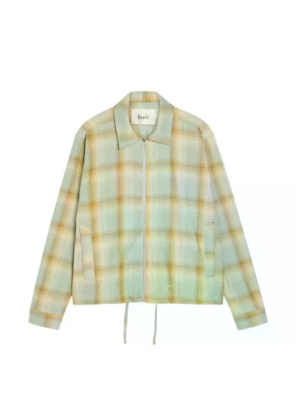 FORET Loft Check-pattern Zip-up Jacket - Green