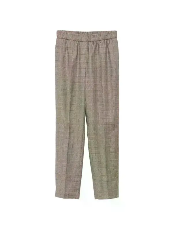 Peserico Check-pattern Elasticated-waistband Trousers - Brown
