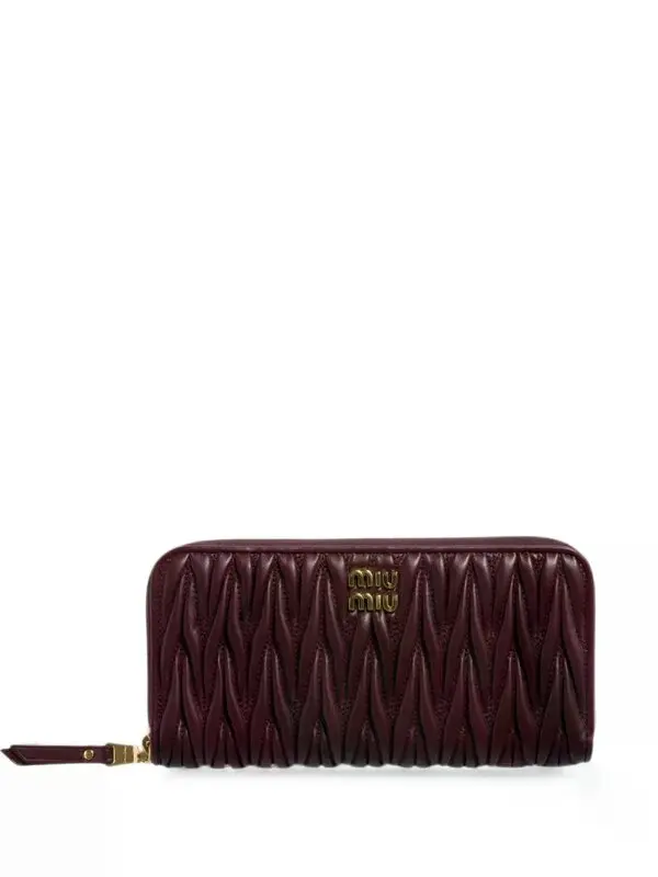Miu Miu Matelassé Quilted Leather Wallet - Red