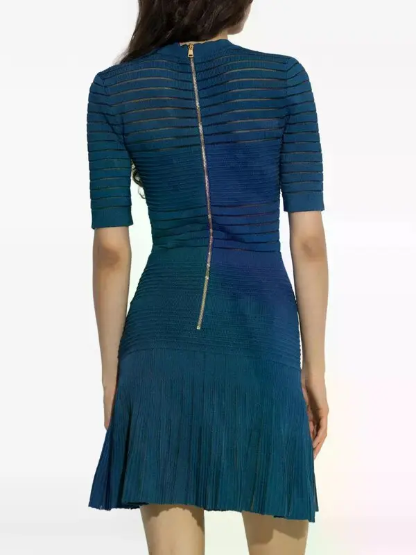 Balmain Ribbed-knit V-neck Mini Dress