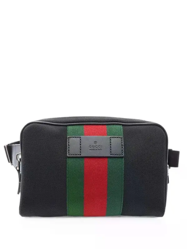 Gucci 2010s Web Stripe Belt Bag - Black