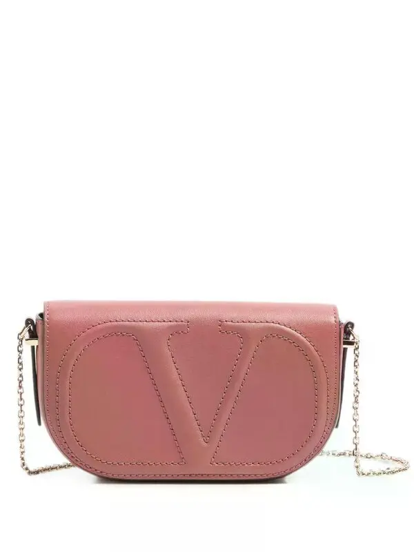 Valentino Garavani Vlogo Walk Chain Pouch In Calfskin - Pink