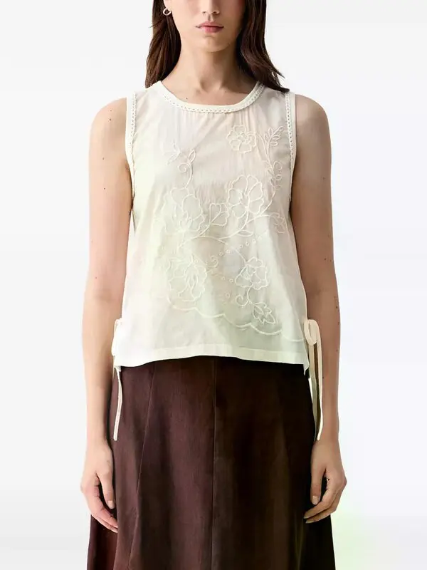 HOSS INTROPIA Marcela. Embroidered Sleeveless Top - Neutrals