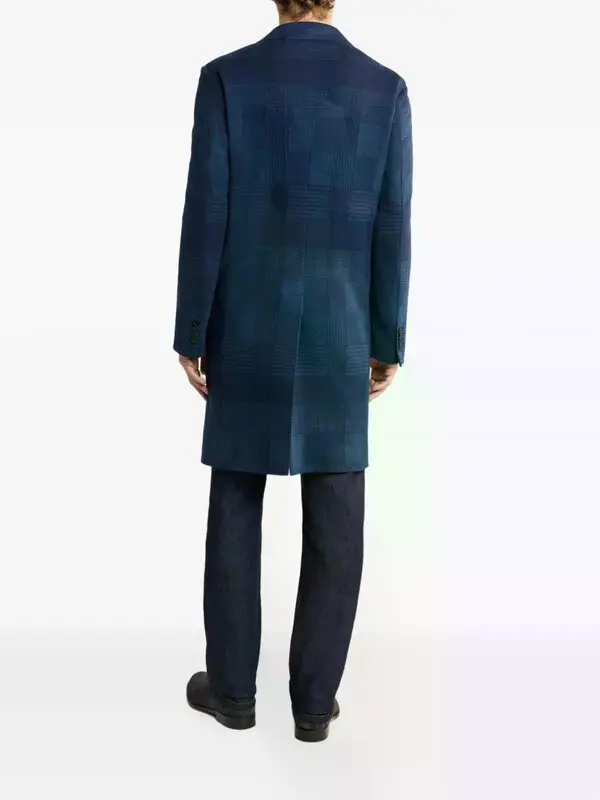 Etro Cotton And Wool Jacquard Coat With Check Motif