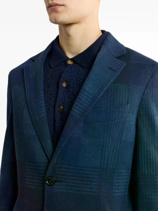 Etro Cotton And Wool Jacquard Coat With Check Motif