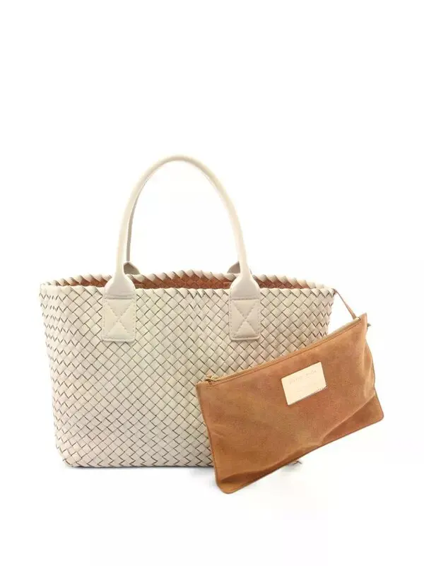 Bottega Veneta 2010s Pm Cabat Intrecciato Tote Bag - White