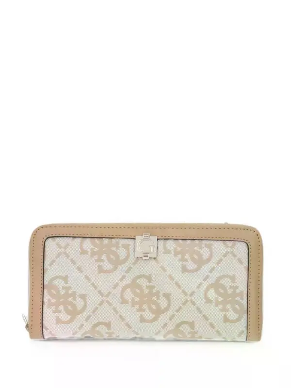 Guess Logo-monogram Zip-around Wallet - Neutrals