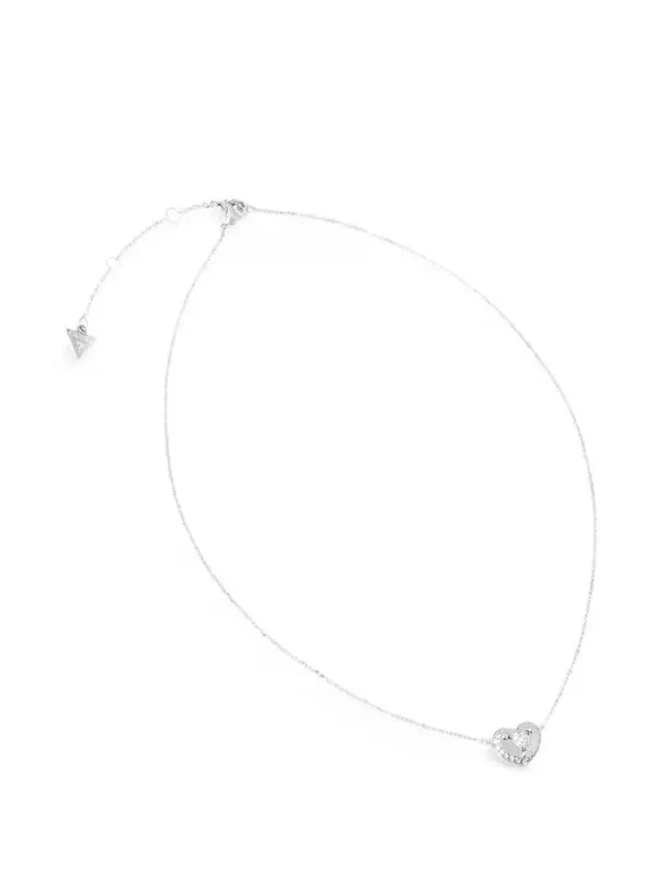 Guess Crystal-embellished Heart-pendant Necklace - Silver