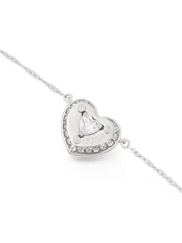 Guess Crystal-embellished Heart-pendant Necklace - Silver