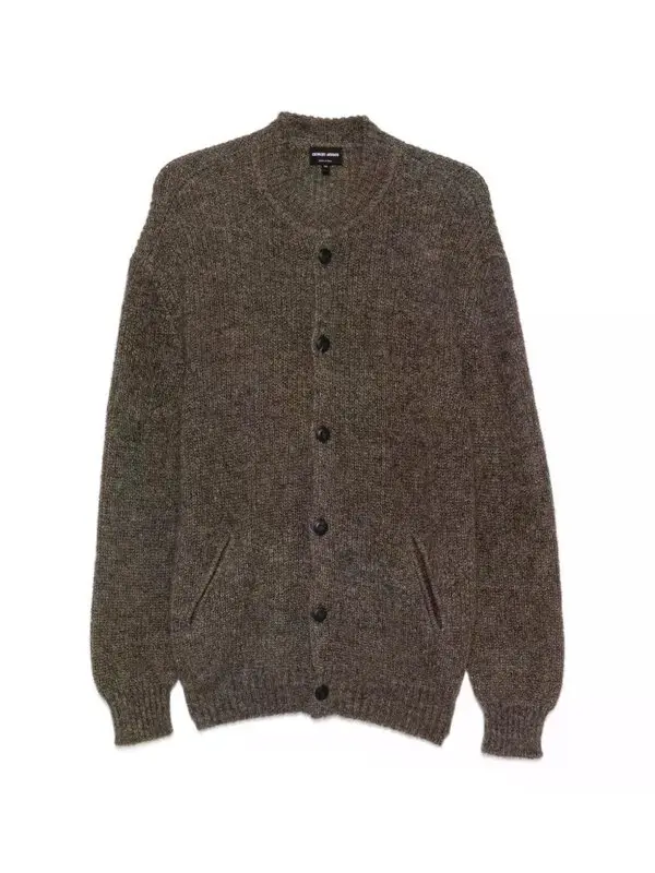 Giorgio Armani Button-up Rib-trimmed Cardigan - Brown