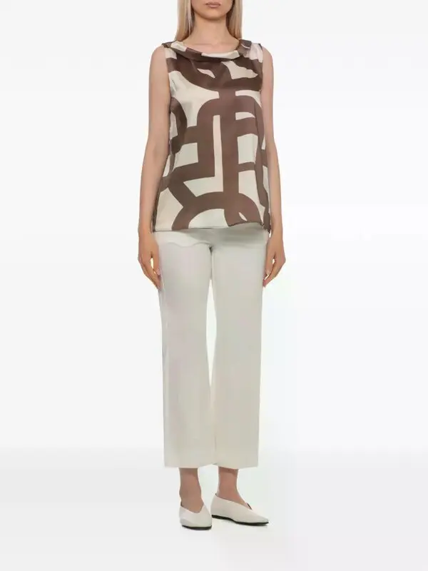 EMME Geometric-print Cowl-neck Sleeveless Blouse