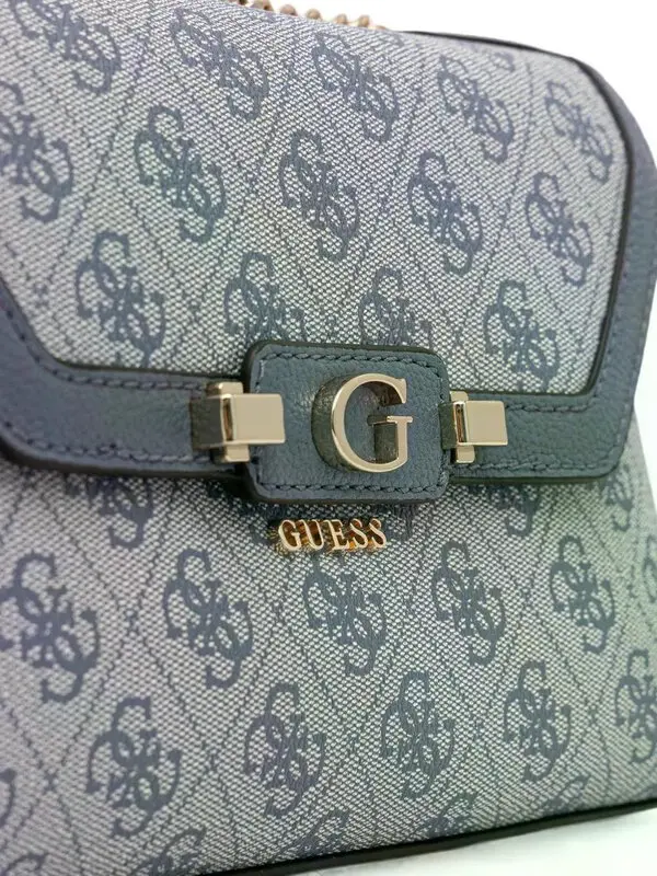 Guess Lindsey Monogram-print Chain-link Crossbody Bag - Blue