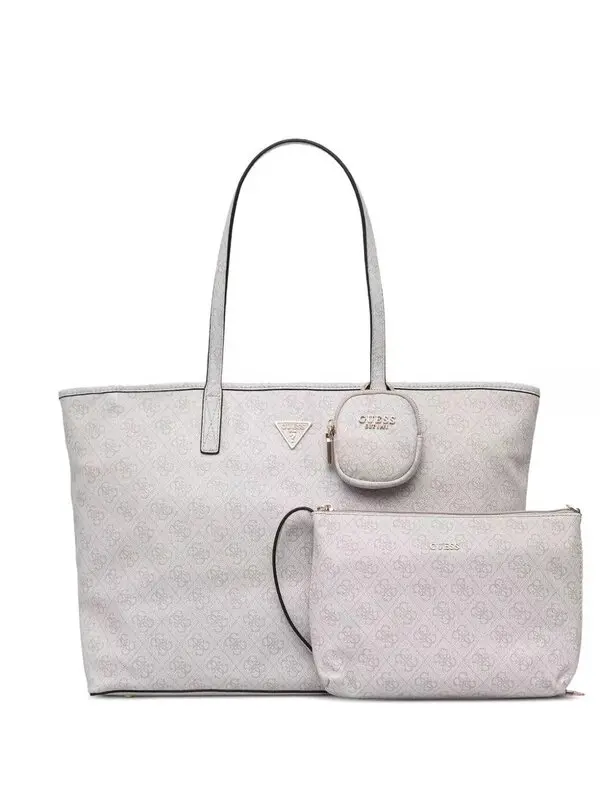 Guess Large Power Play Ii Monogram-print Logo-plaque Tote Bag - Grey